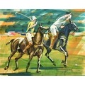Louise Mizen (b.1961), a polo scene, watercolour, signed, 16" x 21".