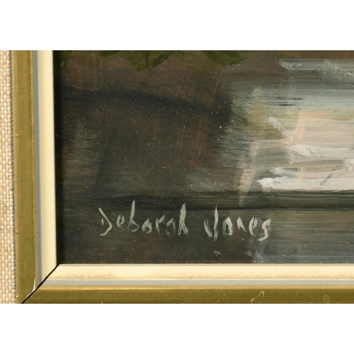Deborah Jones (1921-2012), a pair of oil on board scenes of figures ...