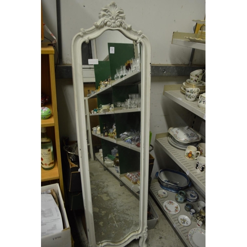 A French style cream painted cheval mirror.
