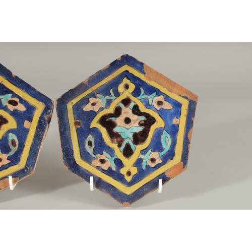 A PAIR OF 15TH-16TH CENTURY PERSIAN TIMURID POTTERY TILES.