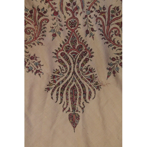 A FINELY EMBROIDERED SIGNED INDIAN KASHMIR OR PUNJAB TEXTILE, 155cm x ...