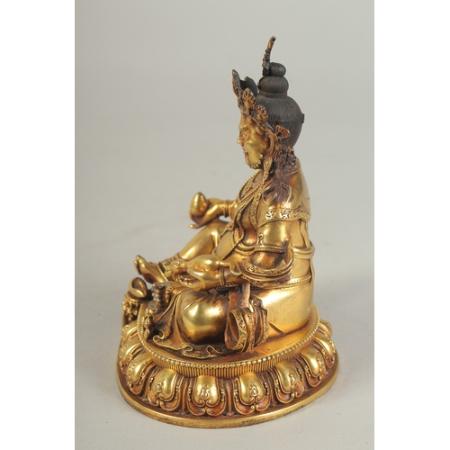 A TIBETAN HEAVY ALLOY FIGURE OF ZAMBALA BUDDHIST (GOD OF WEALTH), 15cm ...