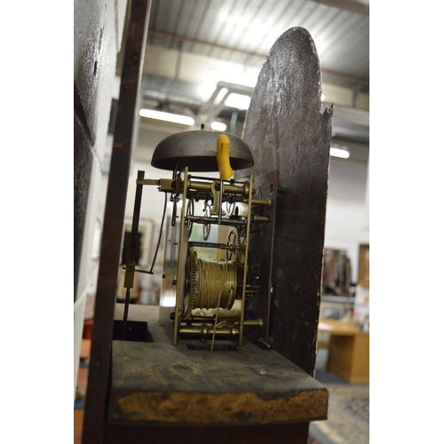 A good 19th century mahogany longcase clock, the painted arched dial ...
