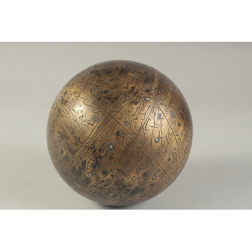 A SILVER INLAID BRASS CELESTIAL GLOBE, decorated with the 48 ...