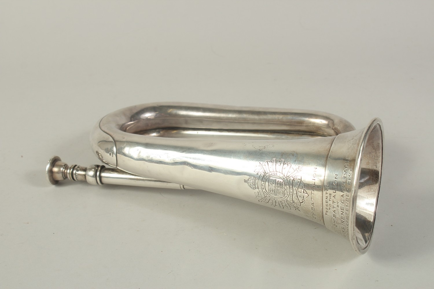 A LONDON RIFLE BRIGADE 2ND BATTALION SILVER BUGLE. 11ins long, London ...