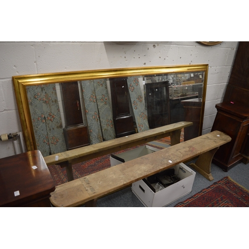 A large modern rectangular gilt framed mirror 203cm x 122cm.