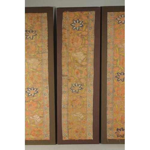 A COLLECTION OF THREE FINE 17TH CENTURY METAL THREAD AND SILK ...