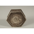 A CHINESE HEXAGONAL COIN BOX.