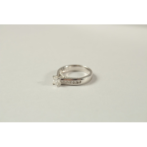 A 14ct WHITE GOLD PRINCESS CUT DIAMOND SOLITAIRE RING with RBC diamond ...