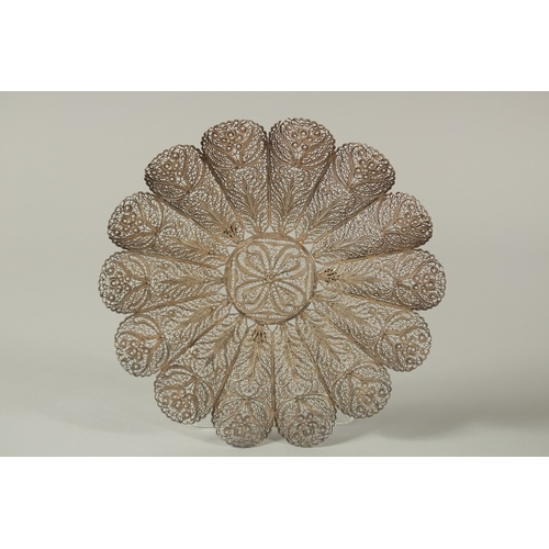 A FINE 19TH CENTURY INDIAN FILIGREE SILVER DISH, weight 139g, 19.5cm ...