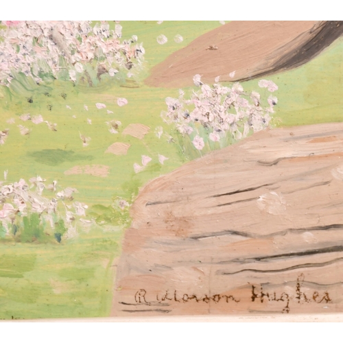 Robert Morson Hughes (1873-1953), 'Sea Pinks', wildflowers in a rocky ...