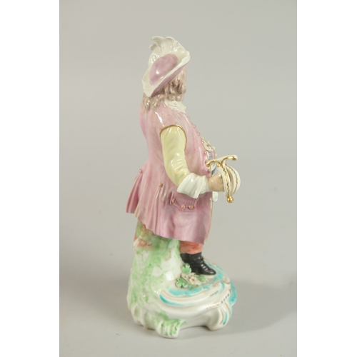 AN 18TH CENTURY DERBY PORCELAIN FIGURE OF FALSTAFF. Three patch marks ...
