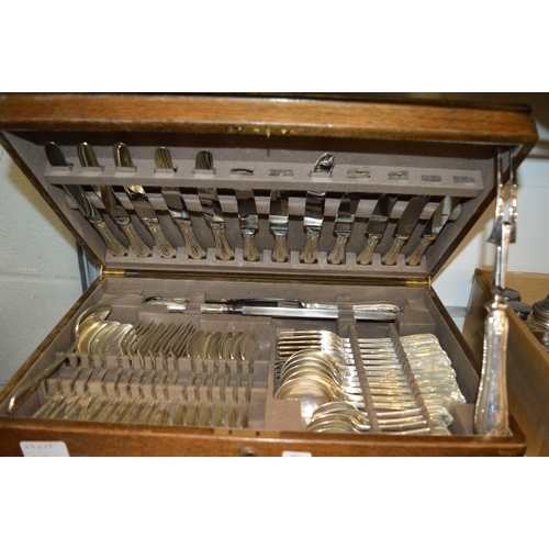 A Mappin and Webb silver canteen of cutlery, approximately sixty ounces ...