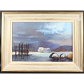 Frederick Beckett (20th Century), ferry on an Italian lake, oil on ...