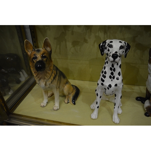 A collection of large Beswick animals to include an alsatian, a ...
