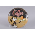A DISNEY CIRCULAR ENAMEL SIGN, 'COFFEE'. 12ins diameter.