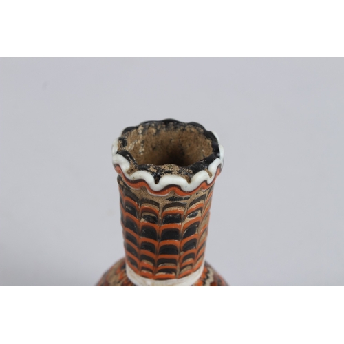 A FINE, POSSIBLY EARLY ISLAMIC OR ROMAN, MOSAIC GLASS VASE. 4ins high.