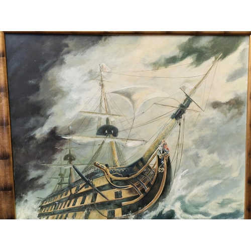 Large Acrylic on canvas of "HMS Victory"by Susan Yeats 2002 a local ...