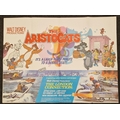 Vintage folded Walt Disney quad double bill movie poster "The Aristcats ...