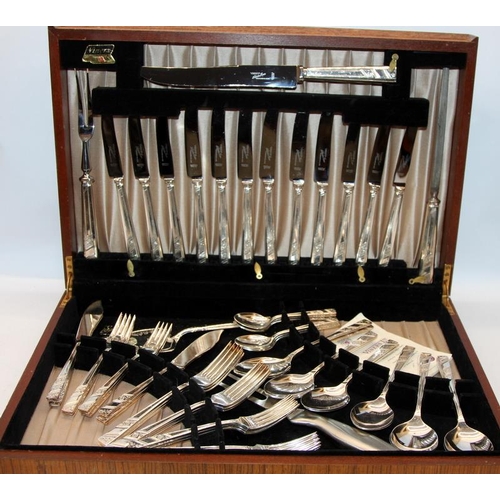 Viners 60 piece canteen of cutlery in the Silver Rose pattern presented ...