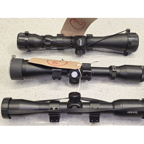 Collection of 7 x rifle scopes to. Various makes and models (REF P8).