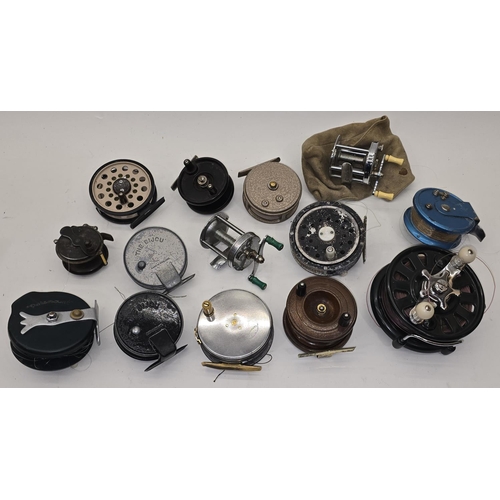Collection of various vintage fishing reels. Various makes and models ...