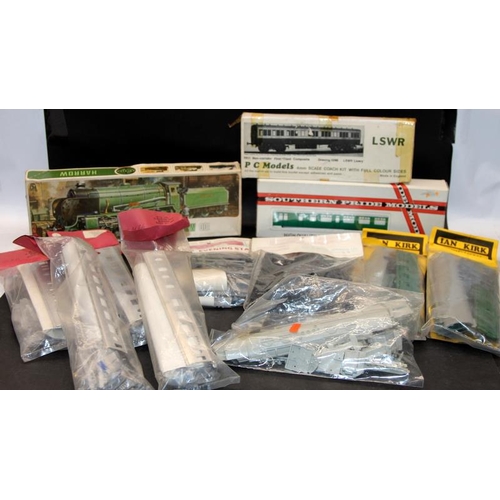 A collection of OO gauge railway model kits. Plastic and cast metal ...
