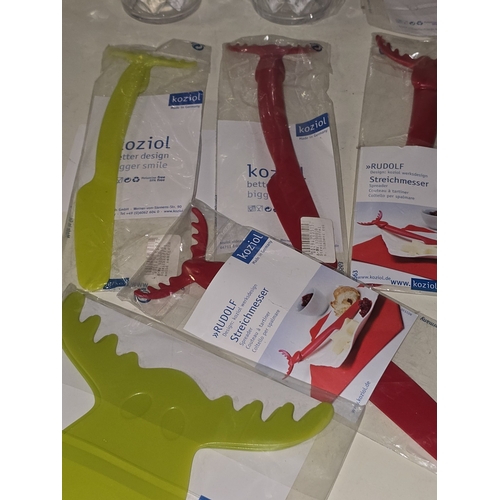 13 sets of two Koziol rudolf coasters and 5 x Koziol Rudolph spreaders ...