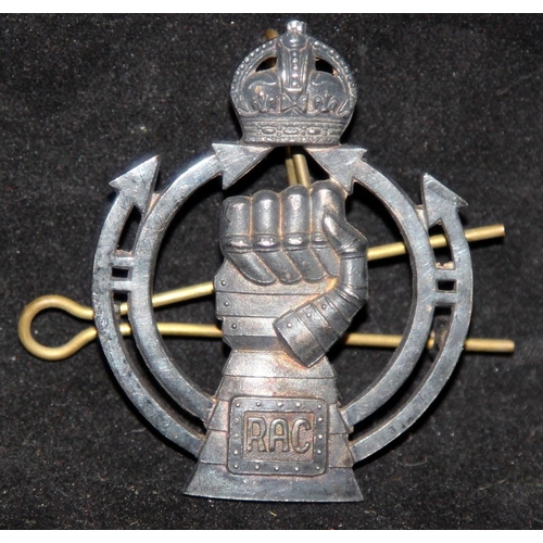 Rare WWII RAC Royal Armoured Corps sterling silver cap badge ...