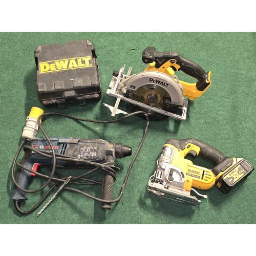 A collection of Bosch and De Walt power tools (REF P35).
