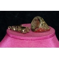 9ct gold half sovereign ring with capture (no coin) c/w a 9ct gold car ...