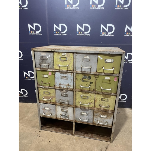 INDUSTRIAL PIGEON HOLE DRAWER UNIT