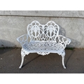 WHITEWASHED METAL GARDEN BENCH