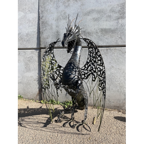 LARGE METAL GARDEN DRAGON FIGURE
