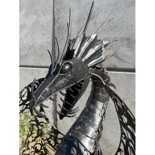LARGE METAL GARDEN DRAGON FIGURE