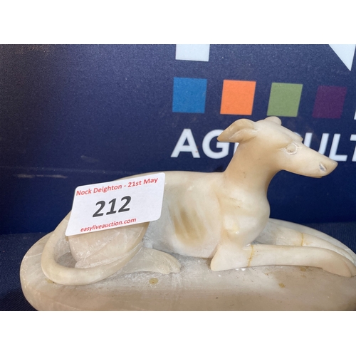 CARVED ALABASTER DOG FIGURE