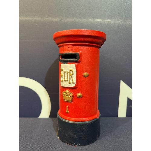 NOVELTY CAST IRON POST BOX MONEY BOX