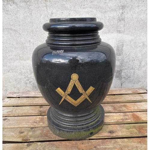 LARGE MARBLE MASONIC URN