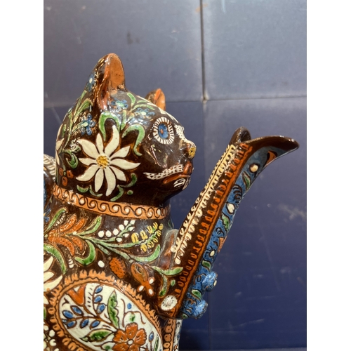 EARLY POTTERY CAT JUG