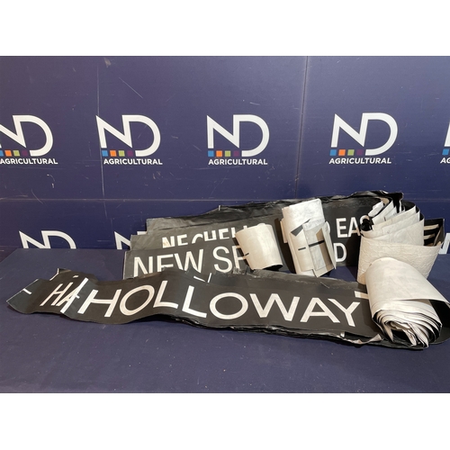 THREE BOXES OF BUS DESTINATION SIGNS