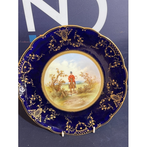 HAND PAINTED COALPORT PLATE HUNTING SCENE SIGNED A PERRY