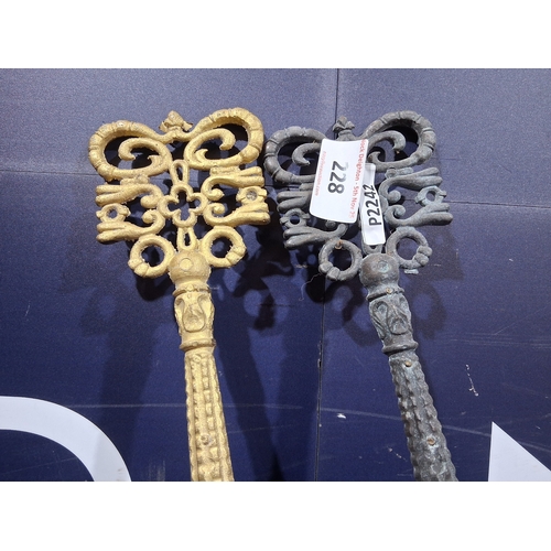 TWO LARGE CAST IRON KEYS