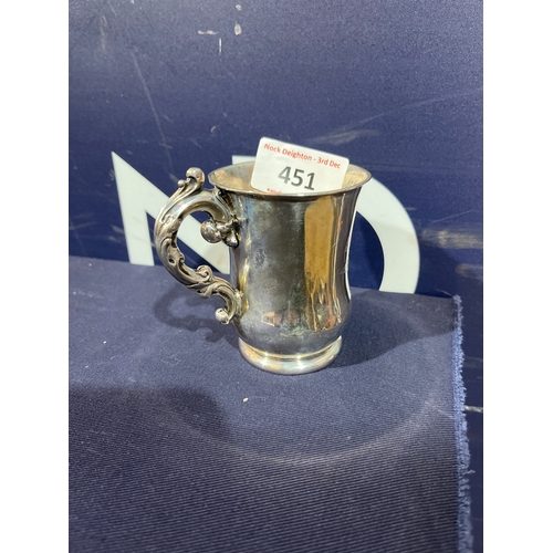 UNMARKED SILVER TANKARD 65GMS