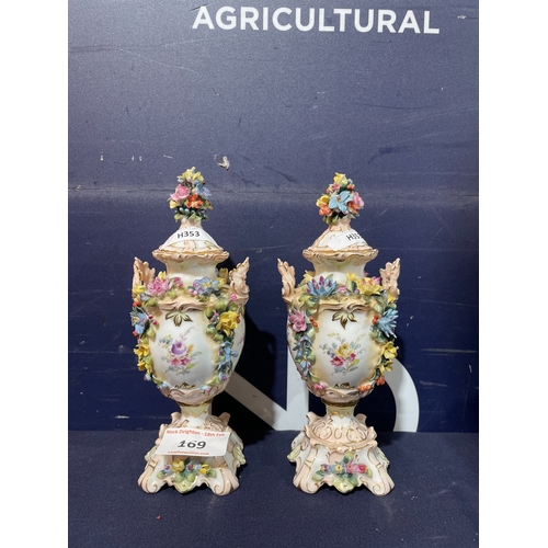 PAIR OF FLORAL VICTORIAN URNS