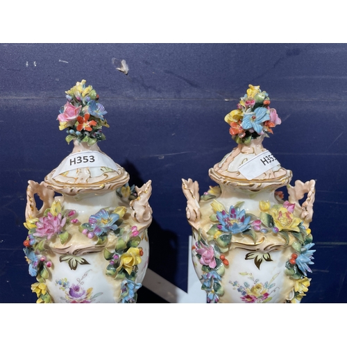 PAIR OF FLORAL VICTORIAN URNS
