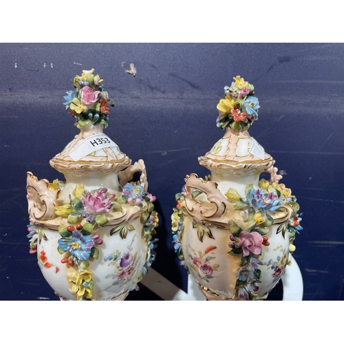 PAIR OF FLORAL VICTORIAN URNS