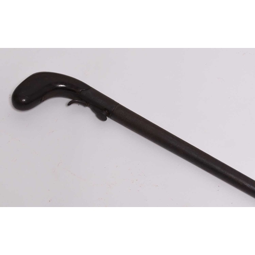 A walking stick gun or poacher's stick, with under hammer percussion ...