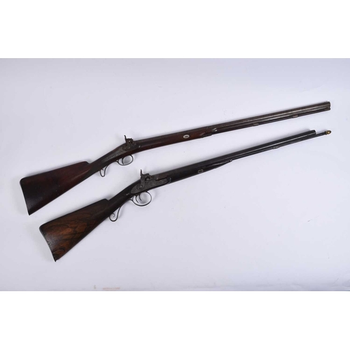 An English 12-bore percussion sporting gun, mid-19th century, lockplate ...