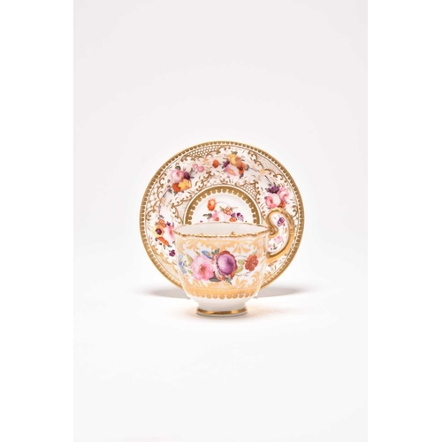 A Grainger's Worcester coffee cup and saucer, circa 1815, painted with ...