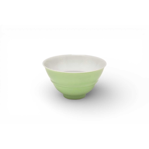 A Chinese green glazed bowl, Qing Dynasty Of inverted bell form with ...
